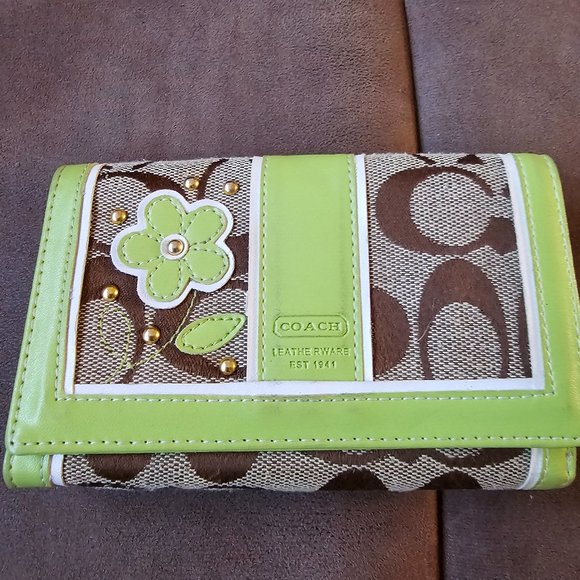 Coach | Bags | Coach Green Foldover Poppy Wallet | Poshmark